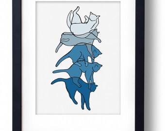 SPECIAL EDITION the Art of Falling Pink Cat Print - Etsy