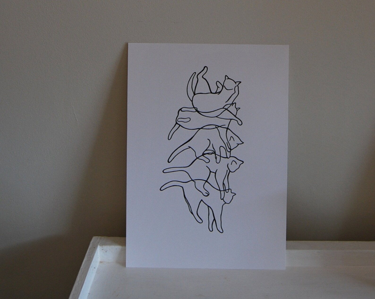 Falling Cat Line Drawing Illustration the Art of Falling A4 Print - Etsy UK