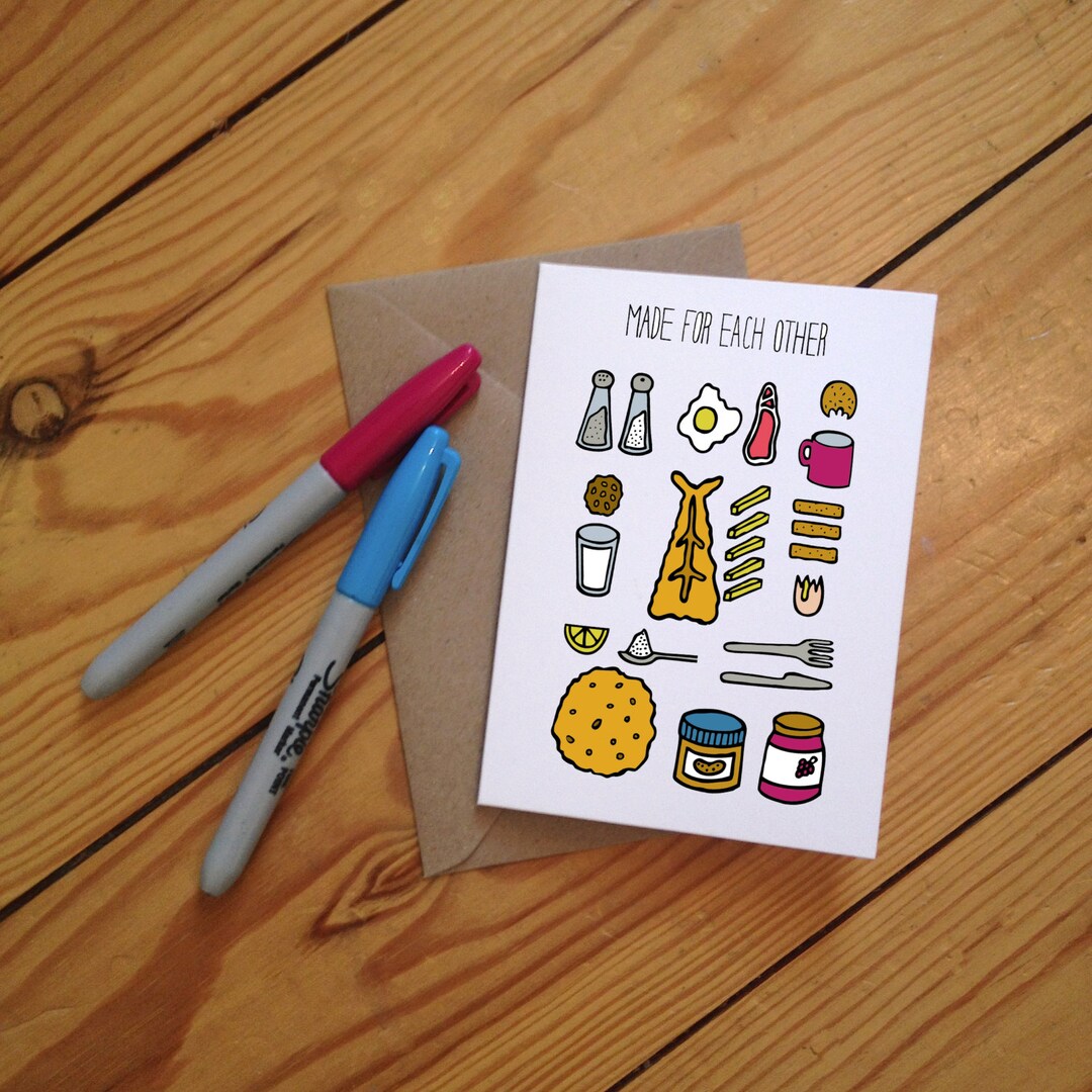 Made for Each Other Illustrated Greetings Card - Etsy