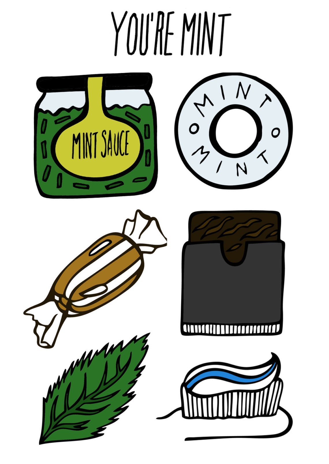 You're Mint Illustrated Greetings Card - Etsy UK