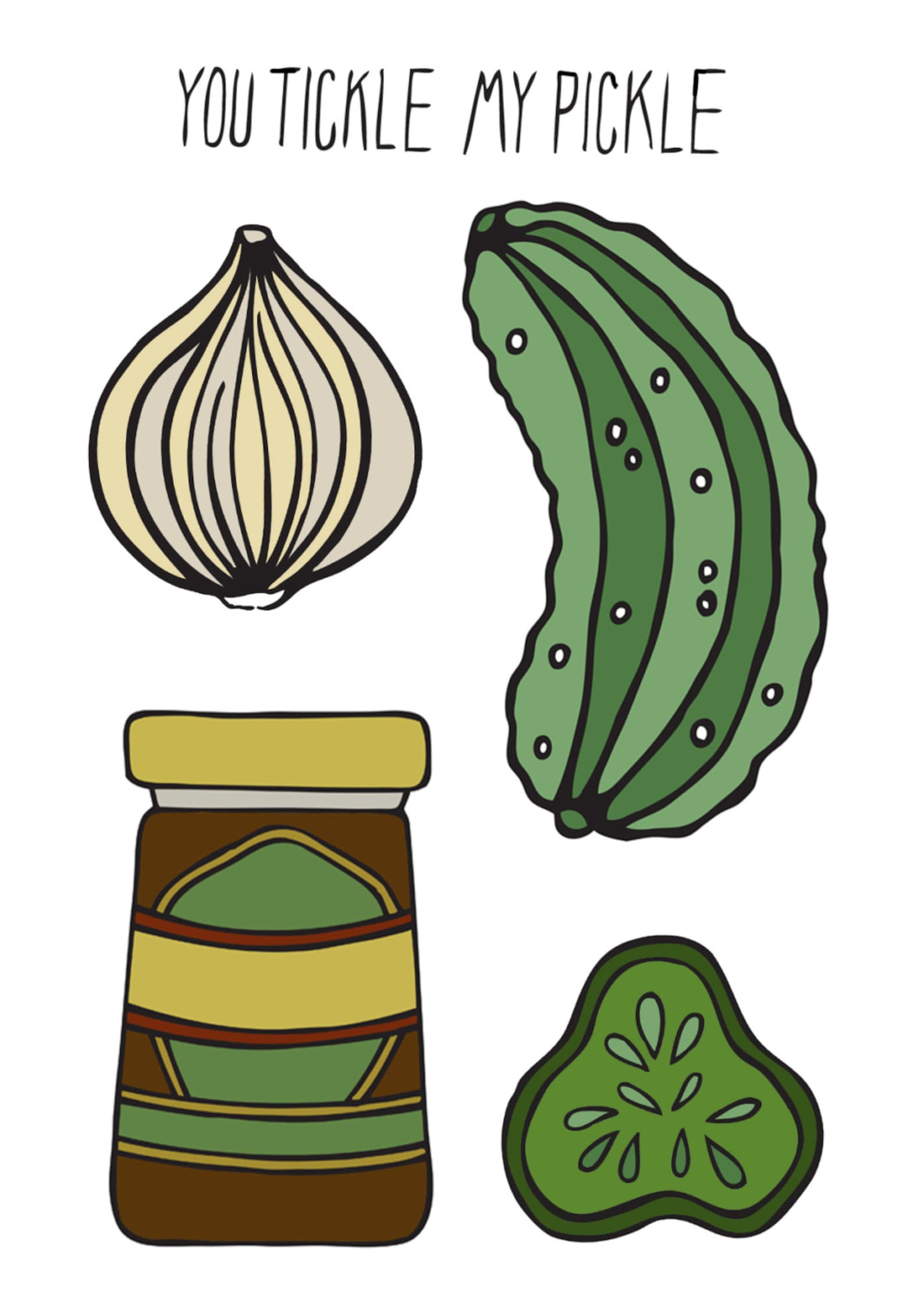 You Tickle My Pickle- Illustrated Greetings Card - Etsy