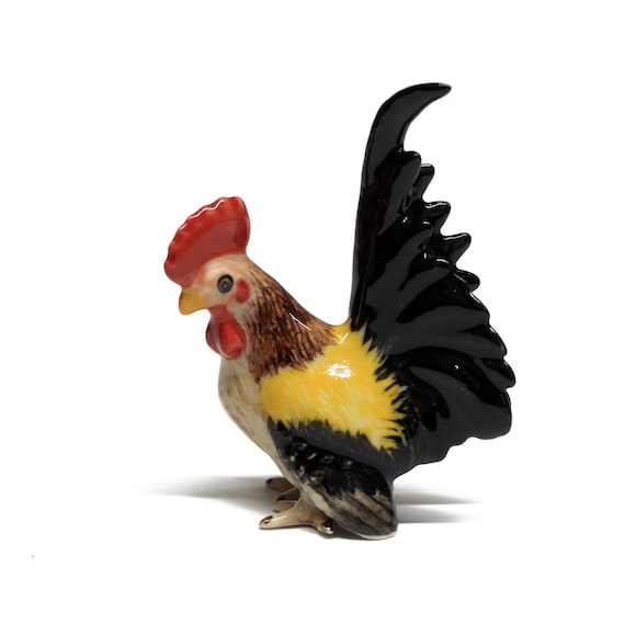 Miniature Animals Ceramic Statue Chicken Hen Cock Rooster | Etsy