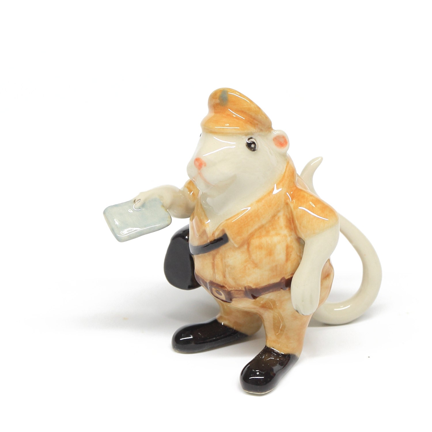 Animals Ceramic Postman Rat or Mouse Figurine Hand Painted - Etsy