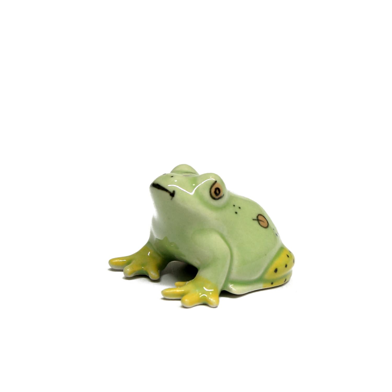 Miniature Animals Ceramic Green Frog Figurine Hand Painted - Etsy