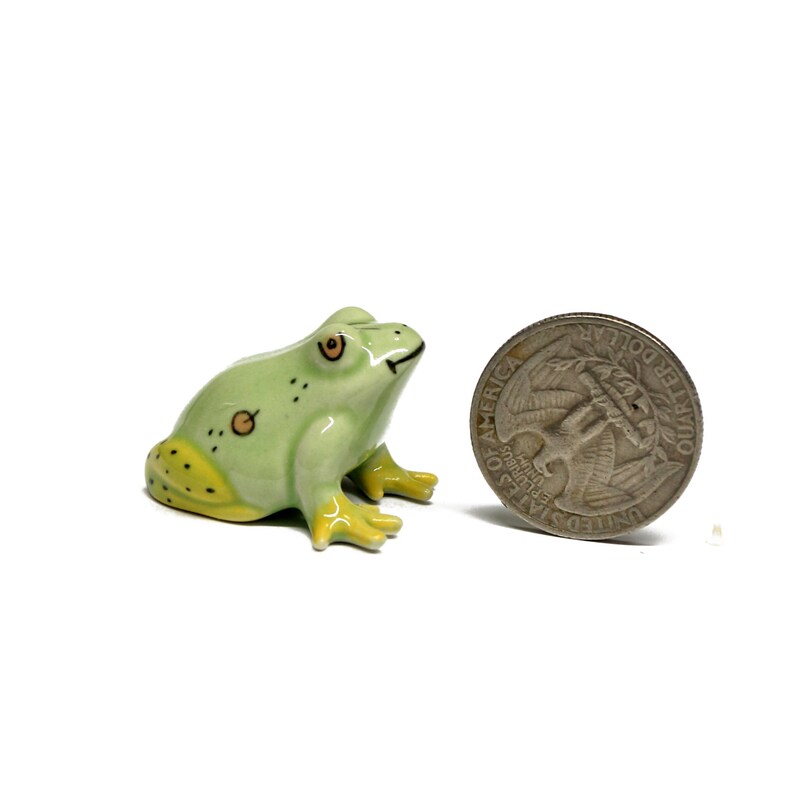 Miniature Animals Ceramic Green Frog Figurine Hand Painted - Etsy