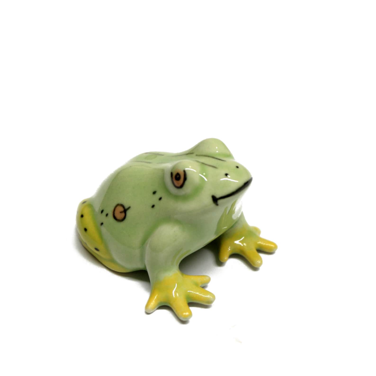 Miniature Animals Ceramic Green Frog Figurine Hand Painted - Etsy