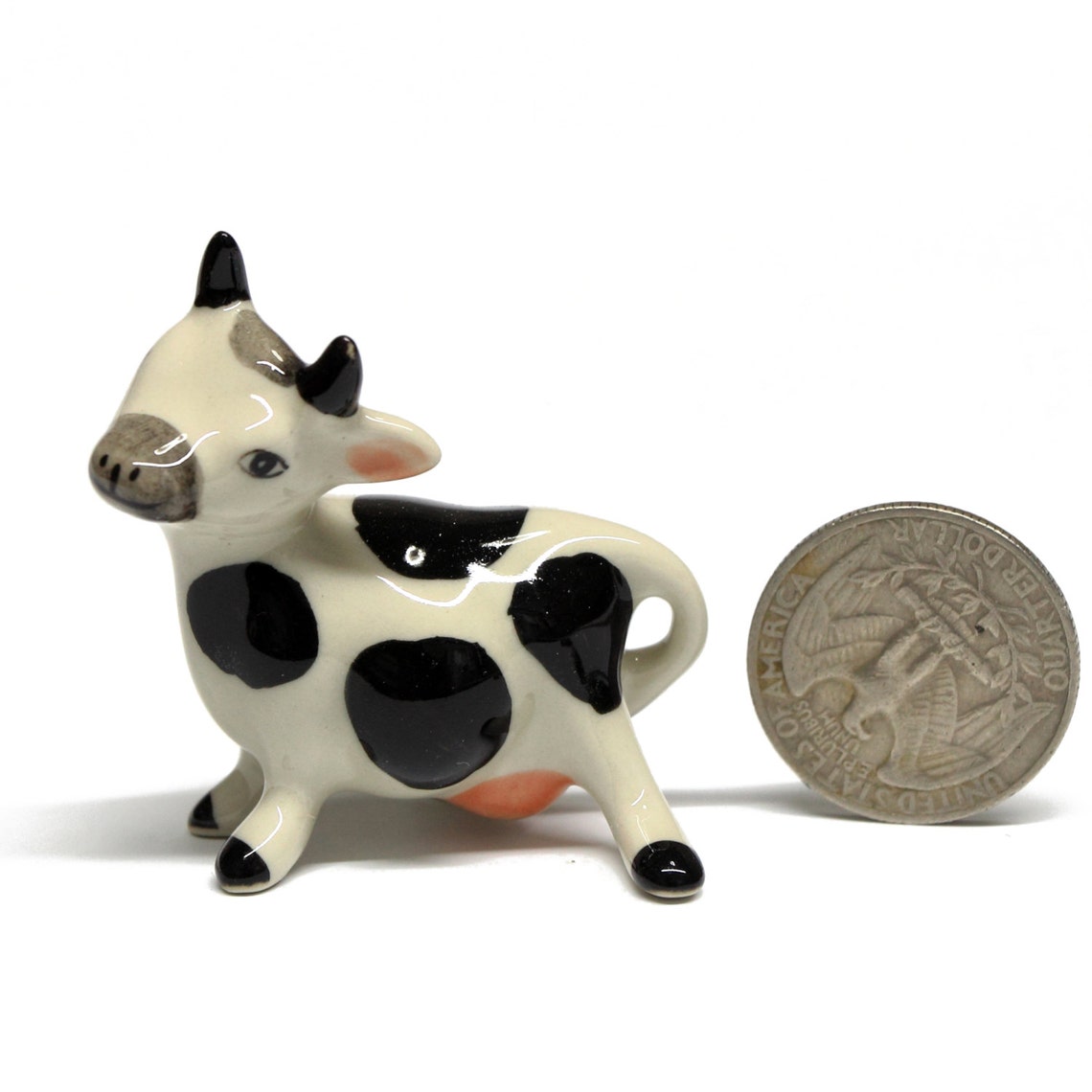 Miniature Animals Ceramic Little Cow Figurine Hand Painted | Etsy