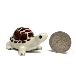 Miniature Animals Ceramic White Turtle Figurine Hand Painted - Etsy