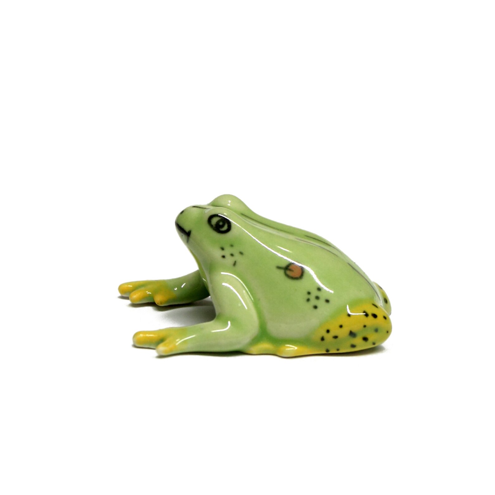 Miniature Animals Ceramic Green Little Frog Figurine Hand Painted - Etsy