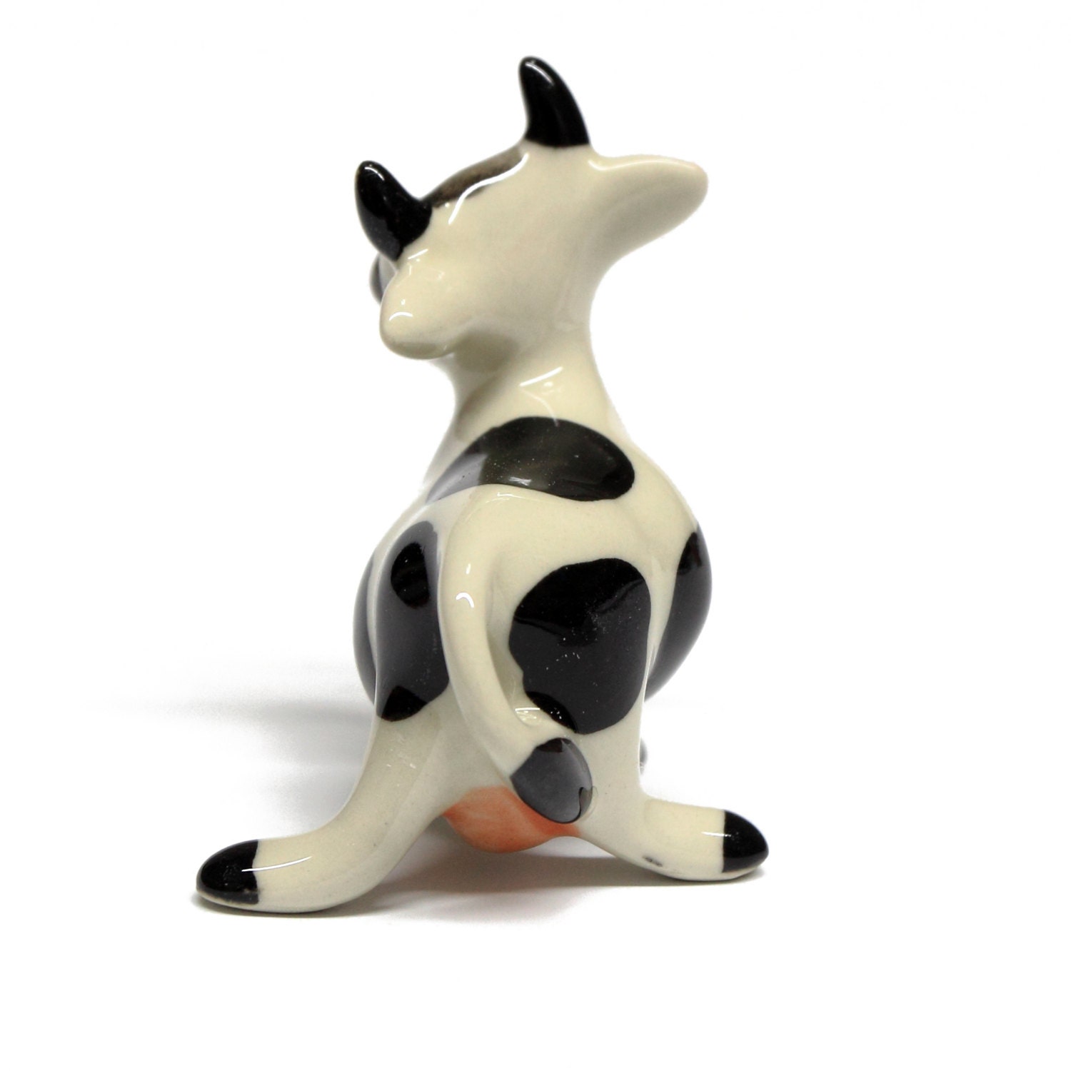 Miniature Animals Ceramic little Cow Figurine Hand painted | Etsy