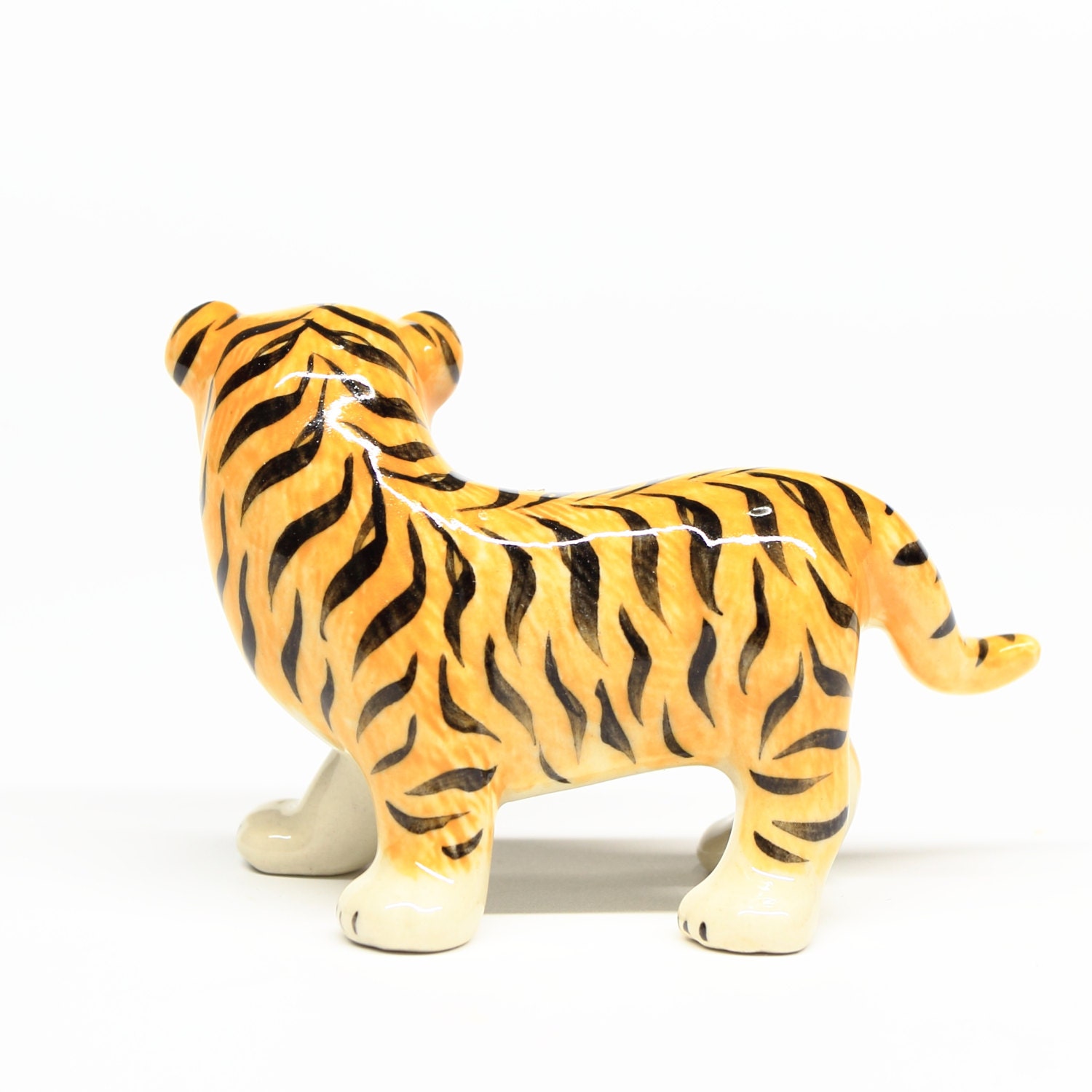 Miniature Animals Ceramic Standing Tiger Figurine Hand Painted | Etsy