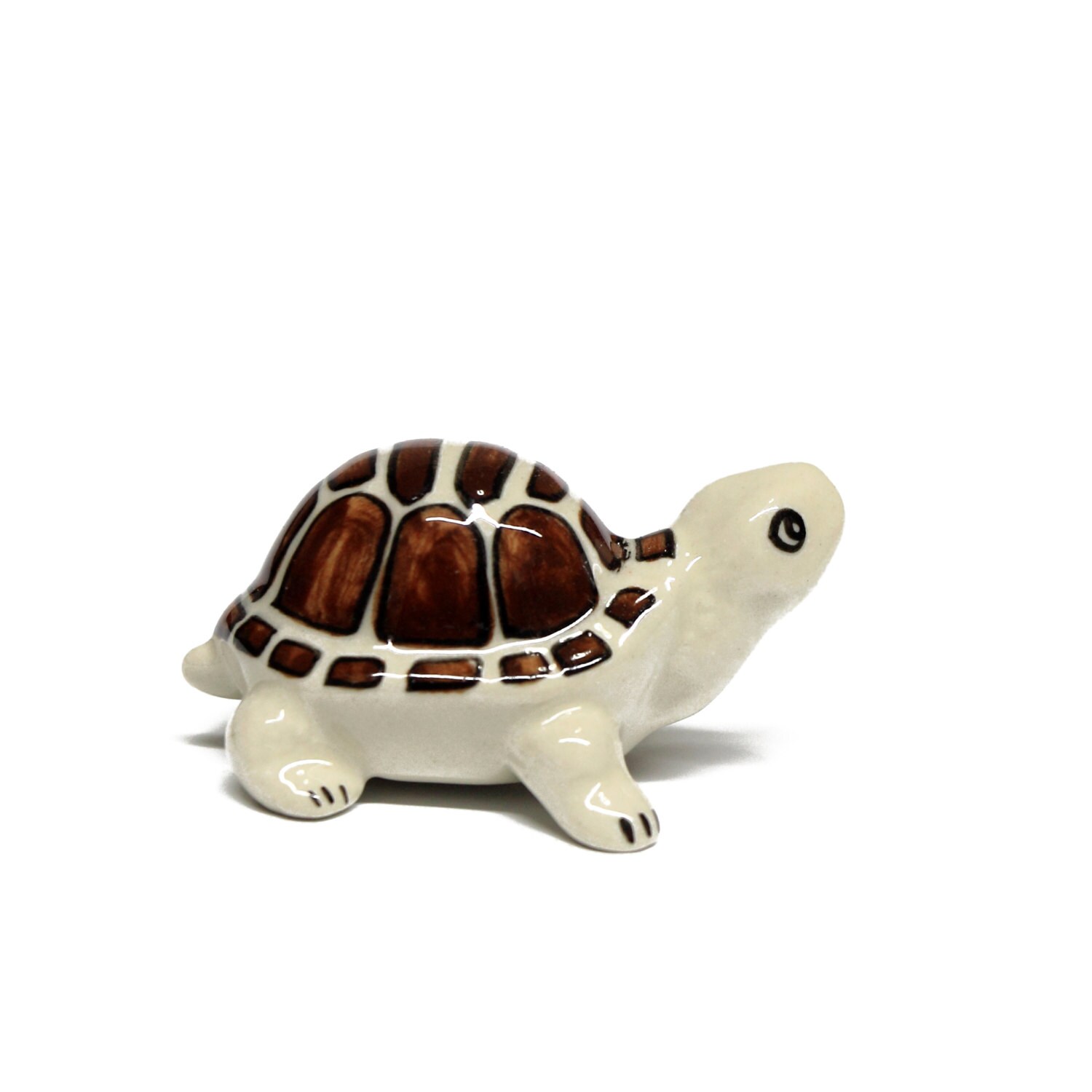 Miniature Animals Ceramic White Turtle Figurine Hand Painted - Etsy