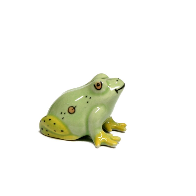 Miniature Animals Ceramic Green Frog Figurine Hand Painted - Etsy