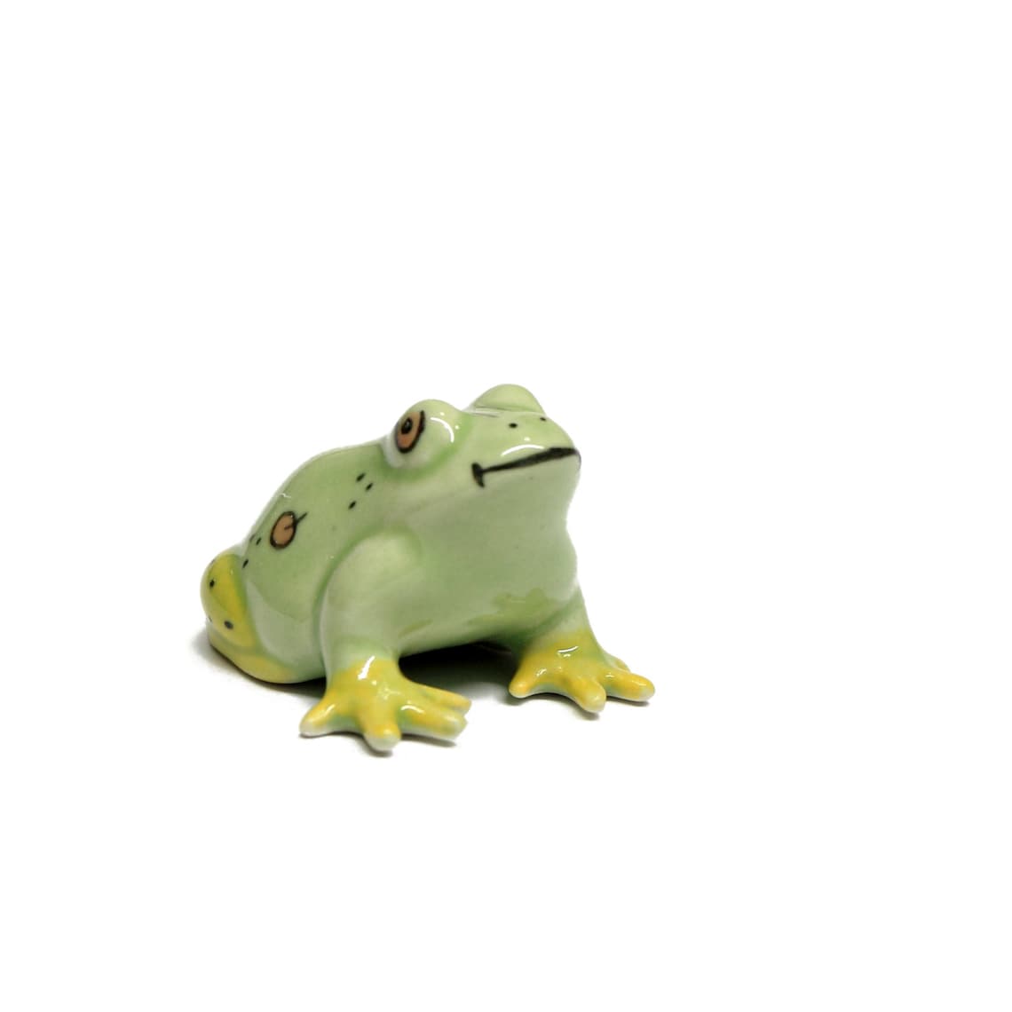 Miniature Animals Ceramic Green Frog Figurine Hand Painted - Etsy