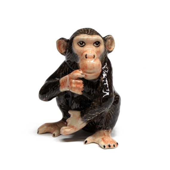 Miniature Animals Ceramic Monkey Figurine Hand Painted - Etsy