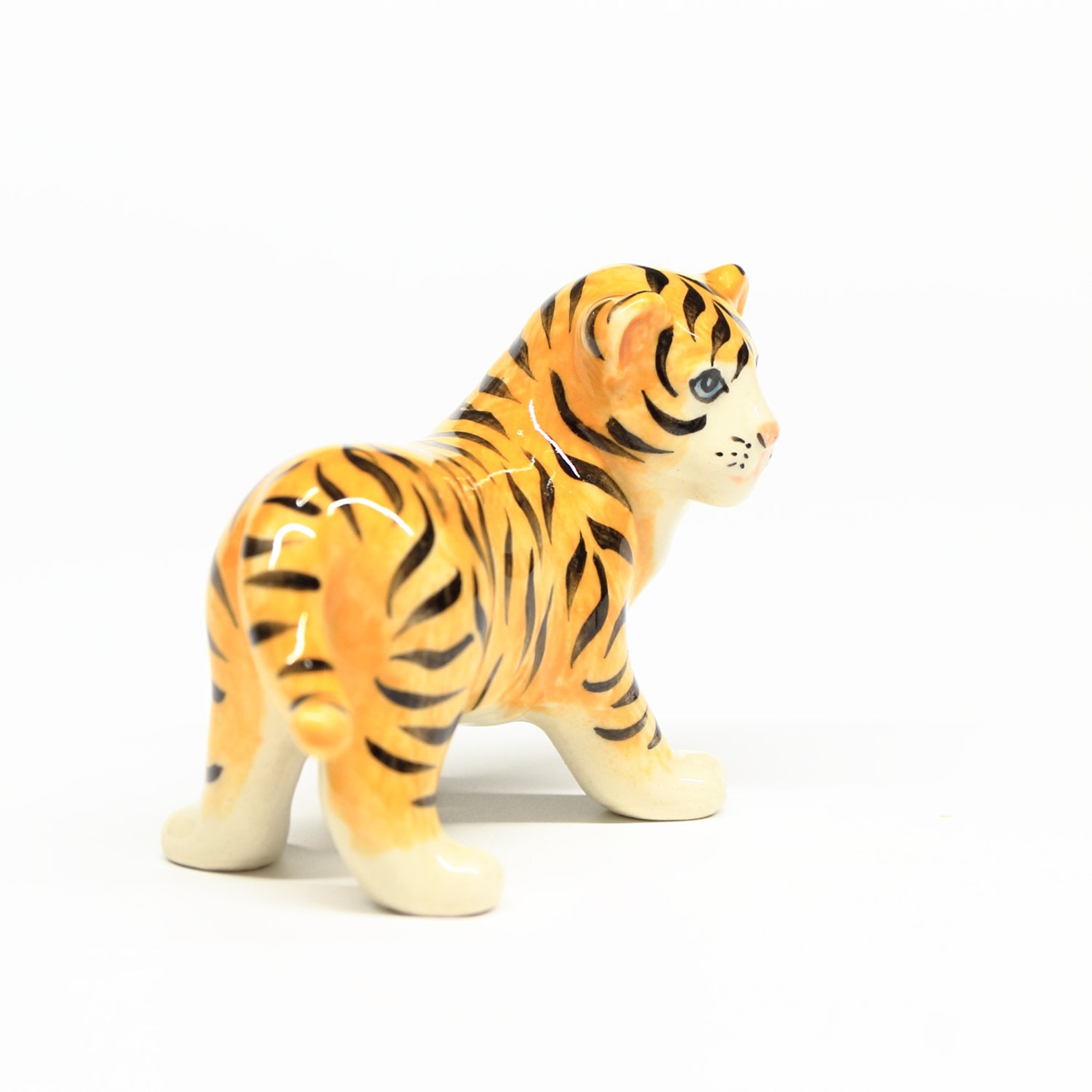 Miniature Animals Ceramic Standing Tiger Figurine Hand Painted - Etsy