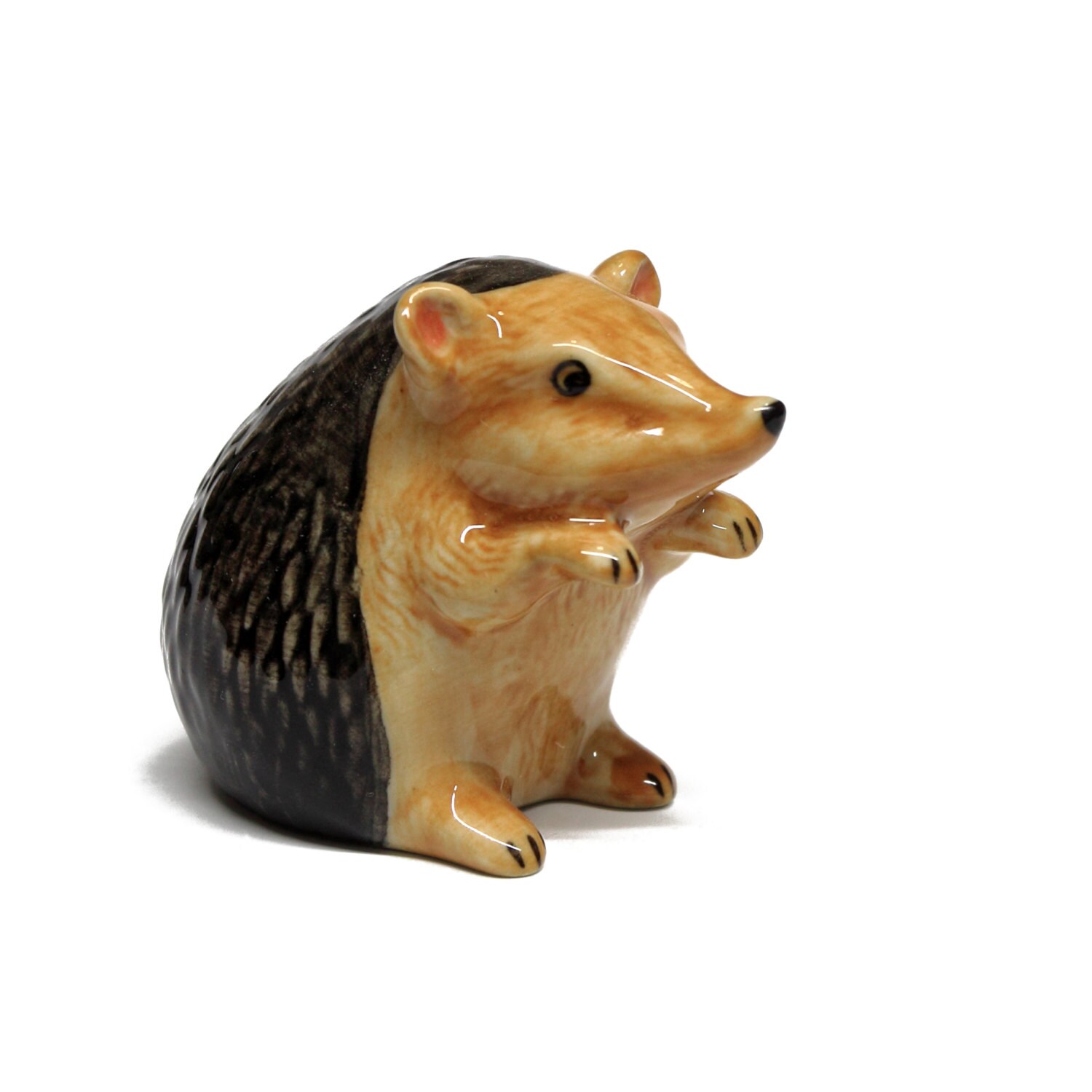 Miniature Animals Ceramic Hedgehog Figurine Hand Painted - Etsy