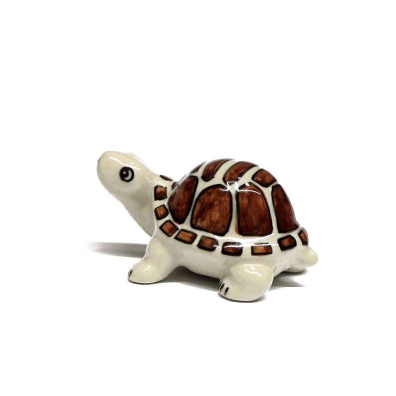 Miniature Animals Ceramic White Turtle Figurine Hand Painted - Etsy
