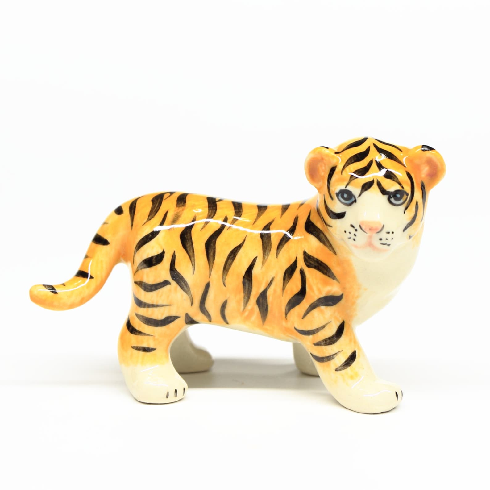 Miniature Animals Ceramic Standing Tiger Figurine Hand Painted - Etsy