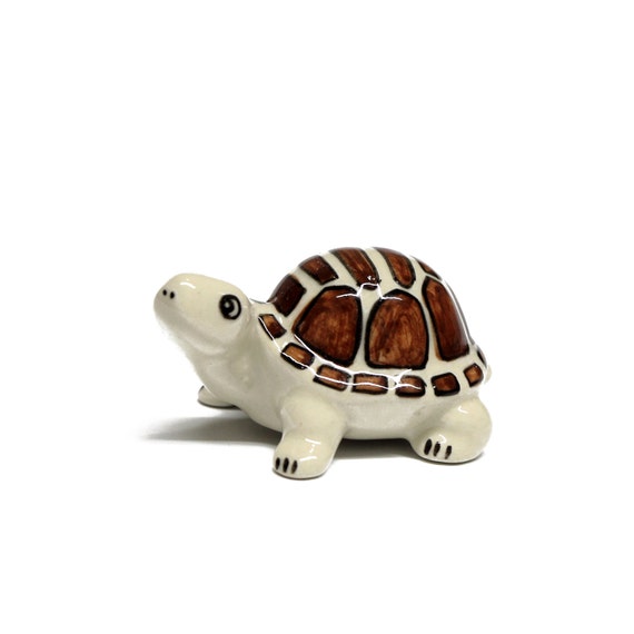 Miniature Animals Ceramic White Turtle Figurine Hand Painted - Etsy