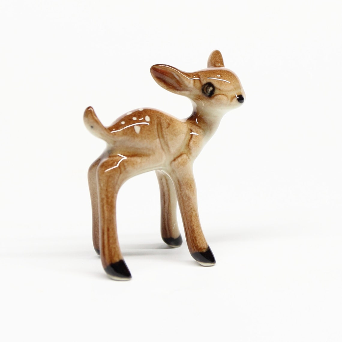 Miniature Animals Ceramic Brown Color Deer Ceramic Figurine Hand ...