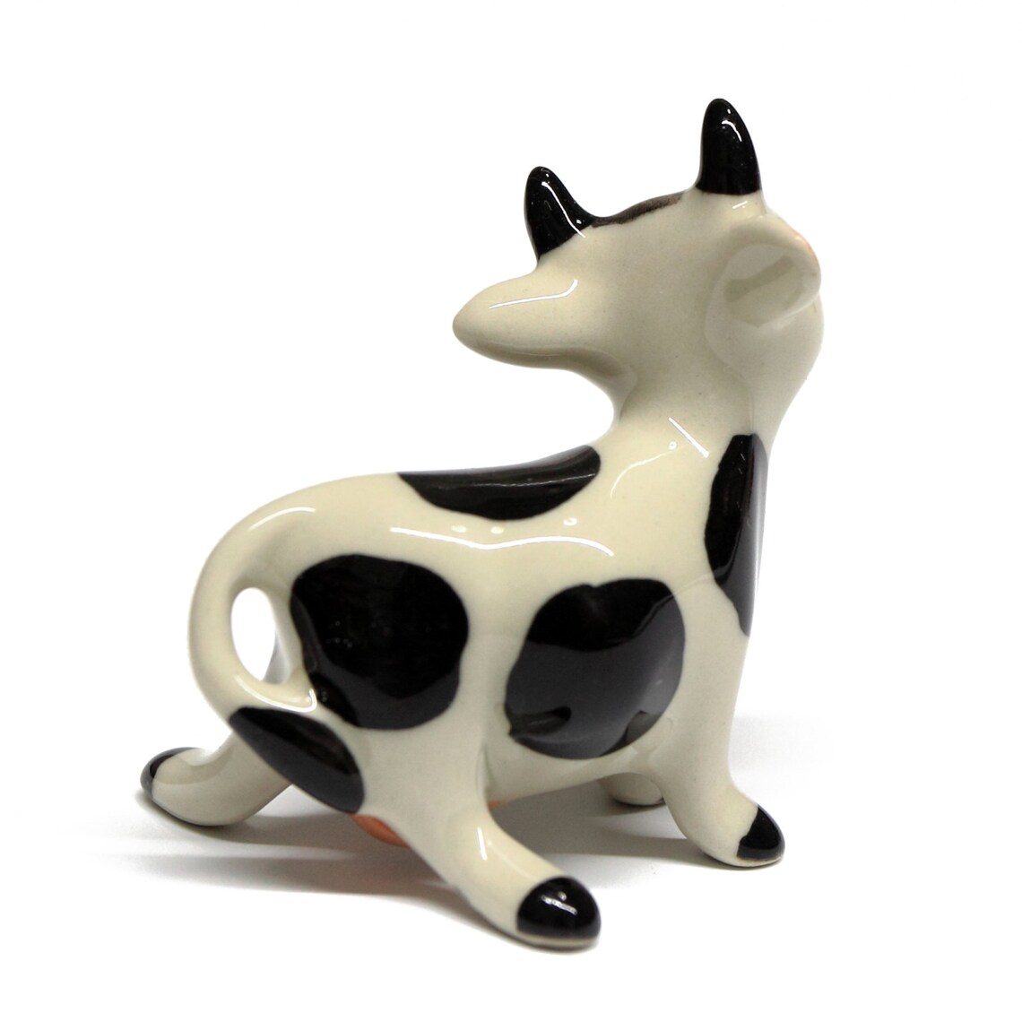 Miniature Animals Ceramic Little Cow Figurine Hand Painted | Etsy