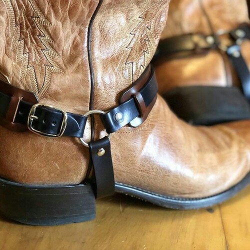 Concho Boot Straps Cowboy Boots Harness Leather Bootstraps | Etsy