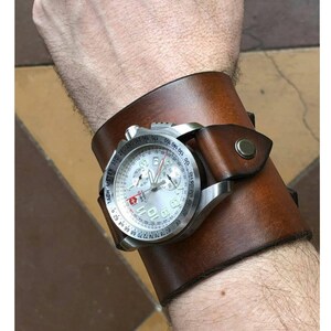 Wide Watch Cuff, 22mm Strap Leather Men's Custom Strap, Big Large ...