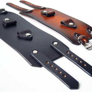 Wide Watch Cuff, 22mm Strap Leather Men's Custom Strap, Big Large ...