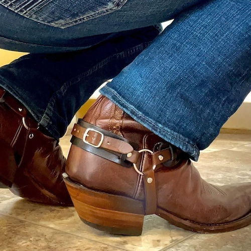 Concho Boot Straps Cowboy Boots Harness Leather Bootstraps - Etsy