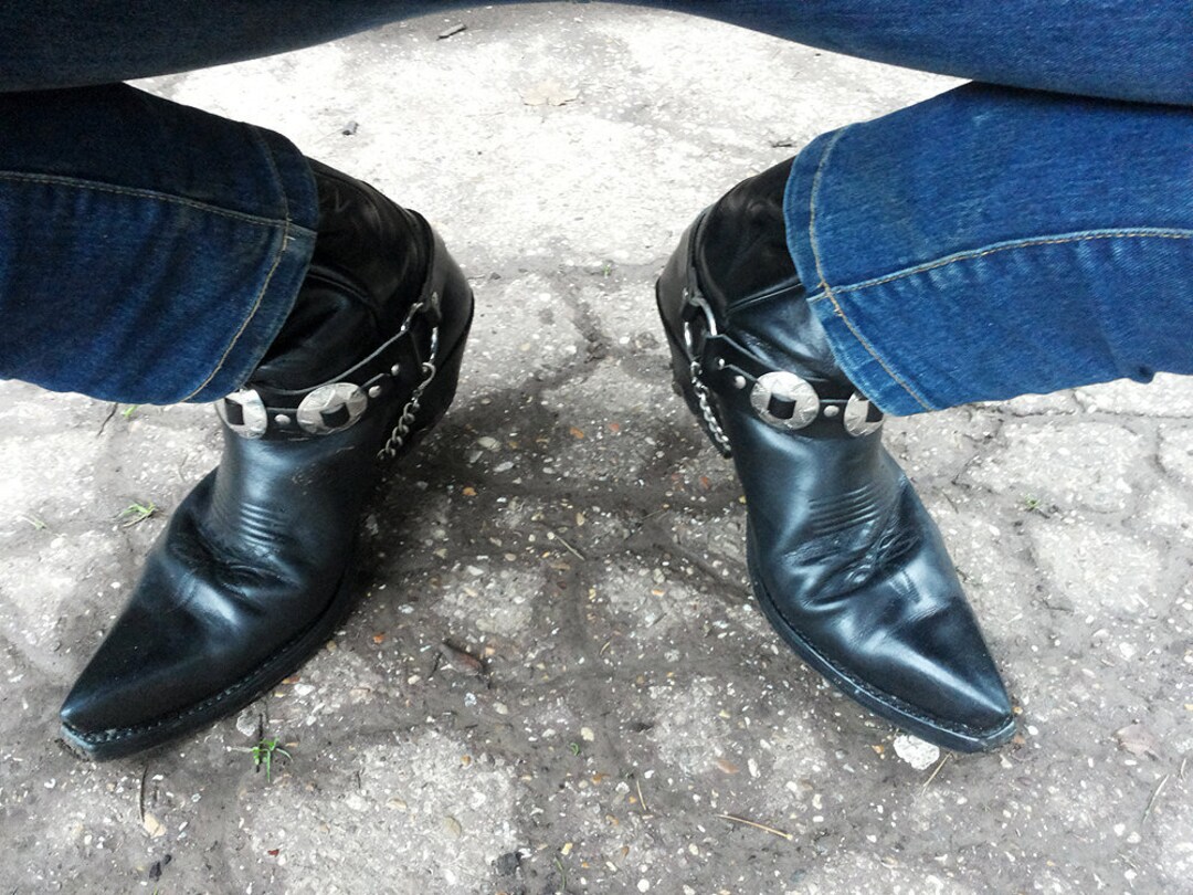 Concho Boot Straps Cowboy Boots Harness Leather Bootstraps - Etsy