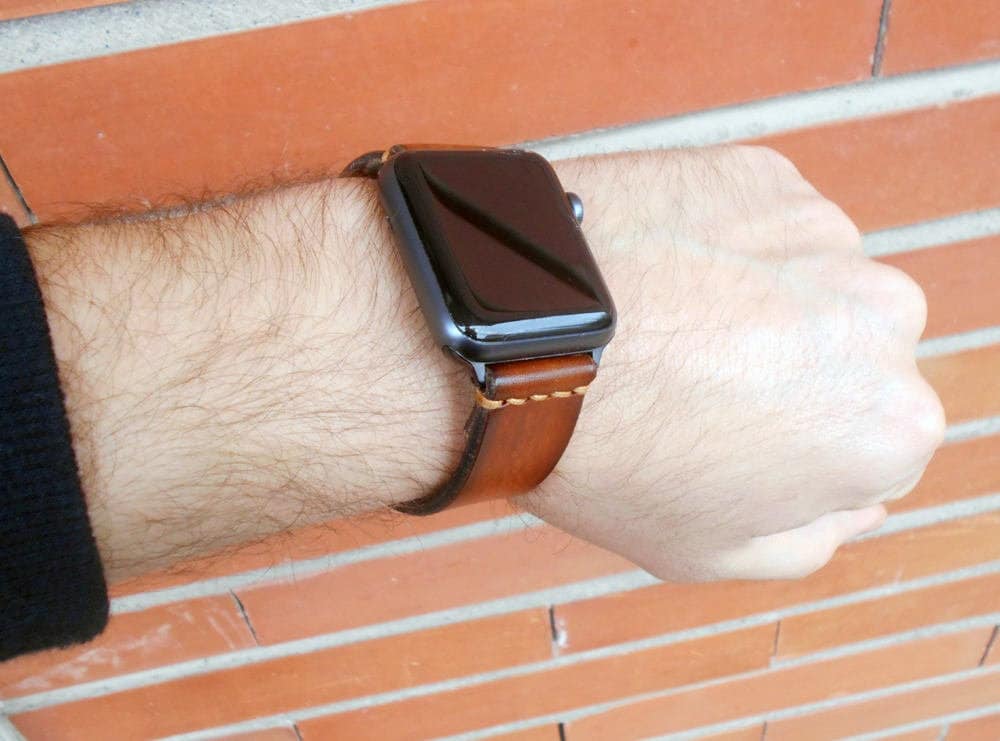 Apple WATCH Leather Strap Handmade Watch Band Brown - Etsy