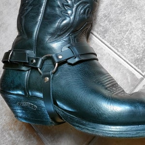 Boot Straps, Leather BLACK Cowboy Boots Harness, Biker Bootstraps With ...