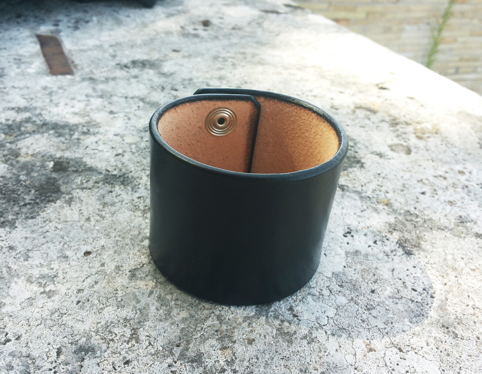 Black Leather Cuff Black Mens Handmade Jewelry Bracelet Gift | Etsy