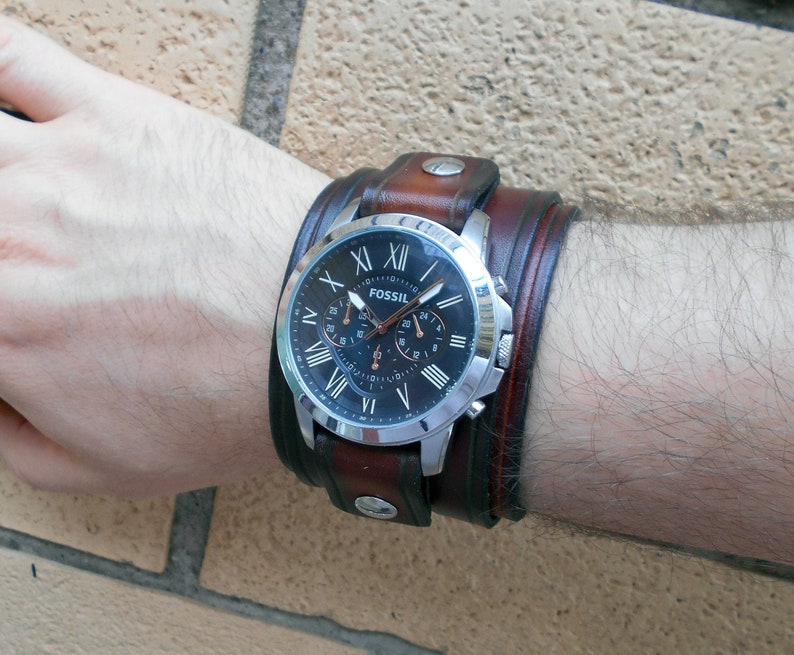 Leather Watch Cuff Handmade Men Women Wrist Band Artisan - Etsy