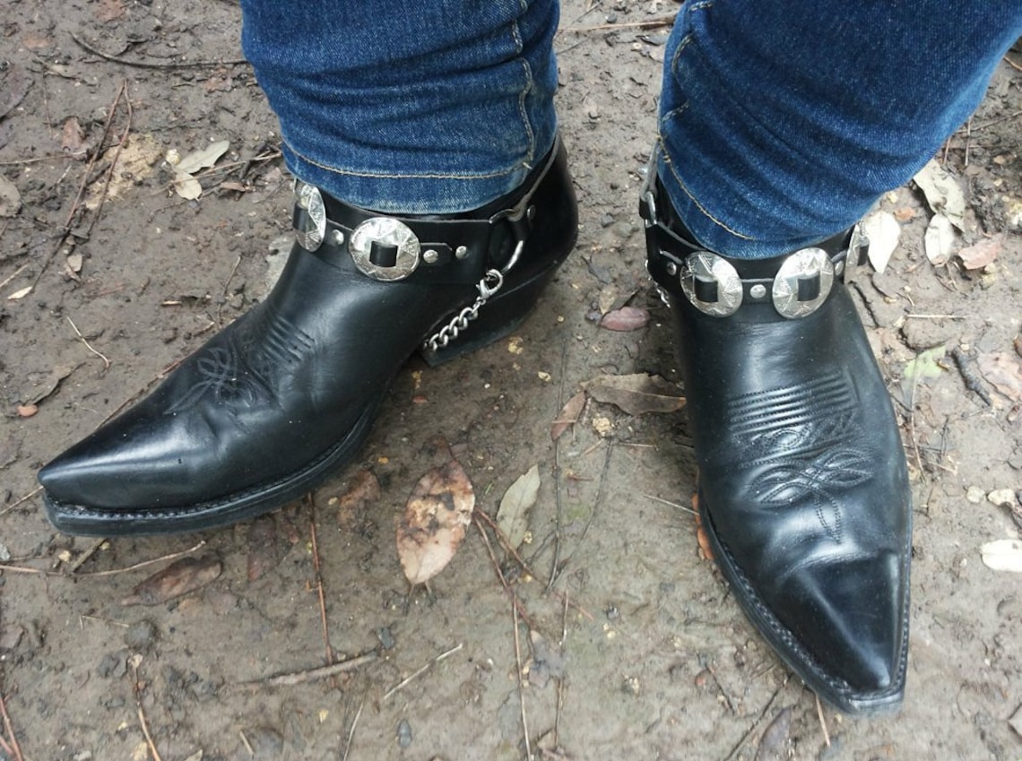 Concho Boot Straps Cowboy Boots Harness Leather Bootstraps - Etsy