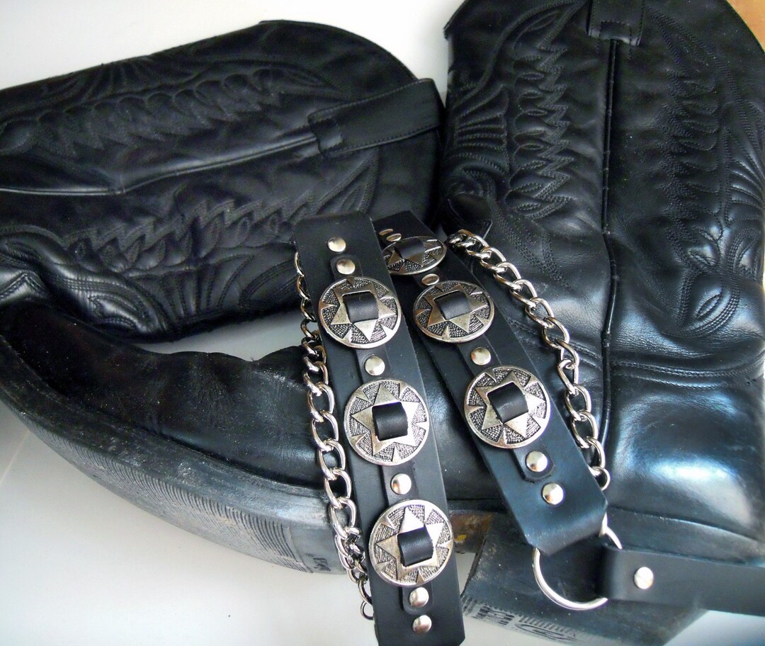 Concho Boot Straps, Cowboy Boots Harness, Leather Bootstraps Conchos ...