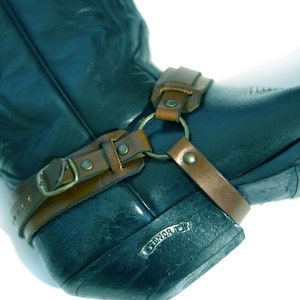 Boot Straps, Leather BLACK Cowboy Boots Harness, Biker Bootstraps With ...