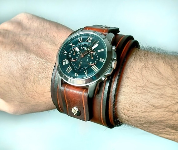 Leather Watch Cuff Handmade Men Women Wrist Band Artisan | Etsy