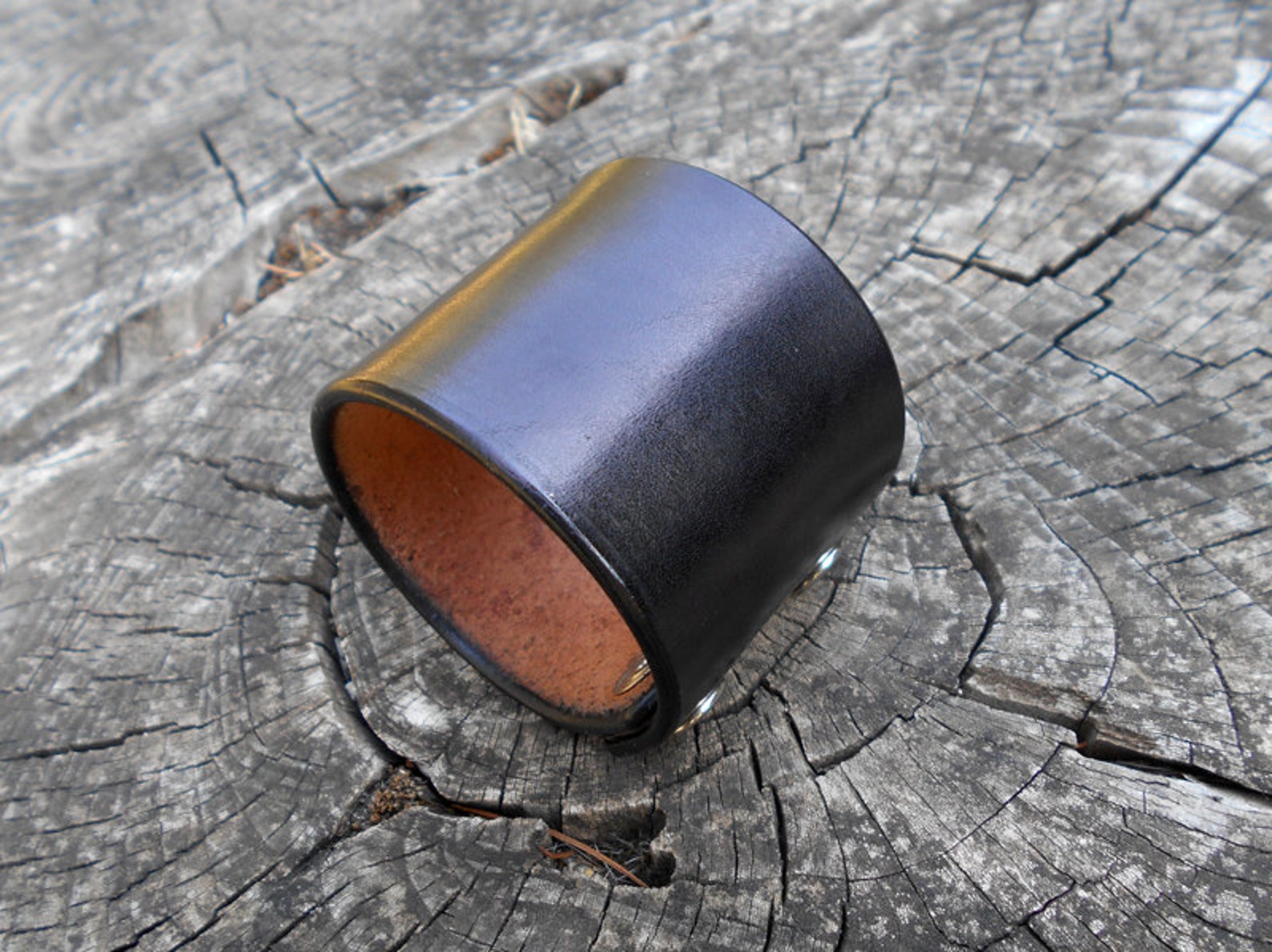 Black Leather Cuff Black Mens Handmade Jewelry Bracelet Gift | Etsy