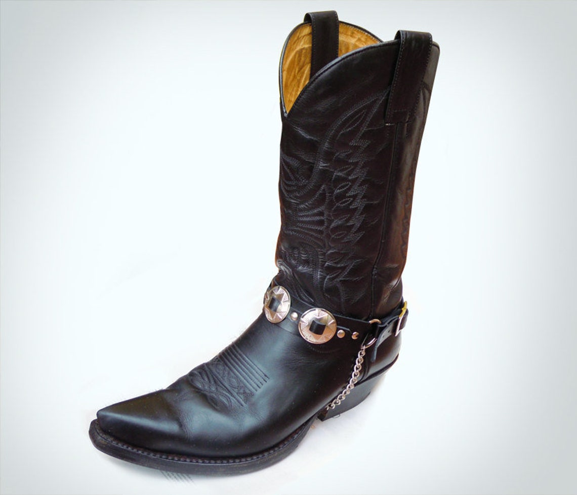 Concho Boot Straps Cowboy Boots Harness Leather Bootstraps - Etsy
