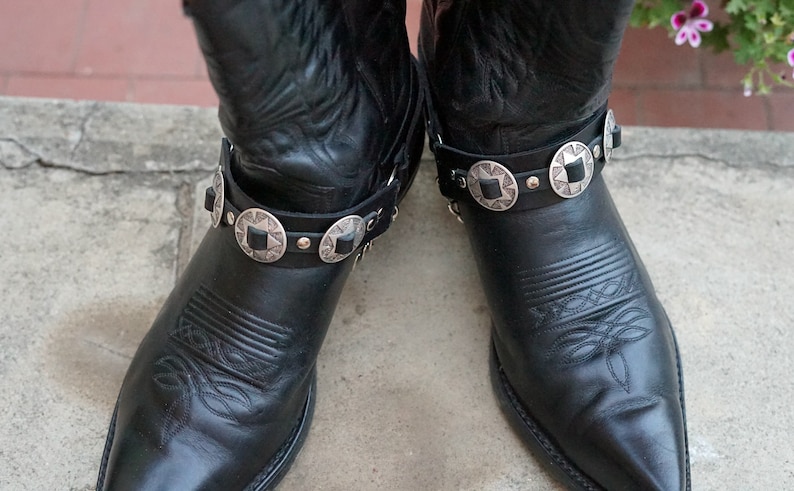 Concho Boot Straps Cowboy Boots Harness Leather Bootstraps - Etsy