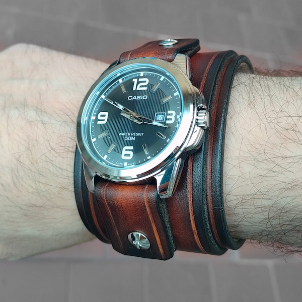 Leather Cuff Watch Women Brown - Etsy