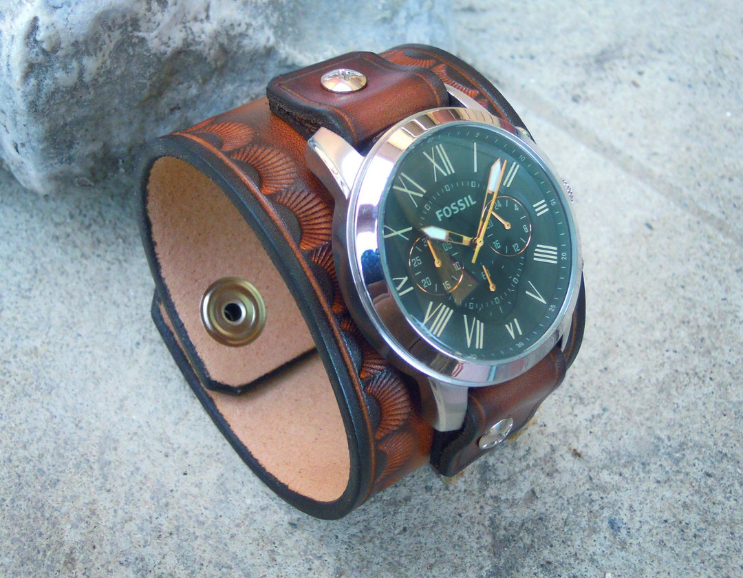 LEATHER WATCH CUFF, Handmade Wrist Watch Band, 22 Mm Johnny Depp ...