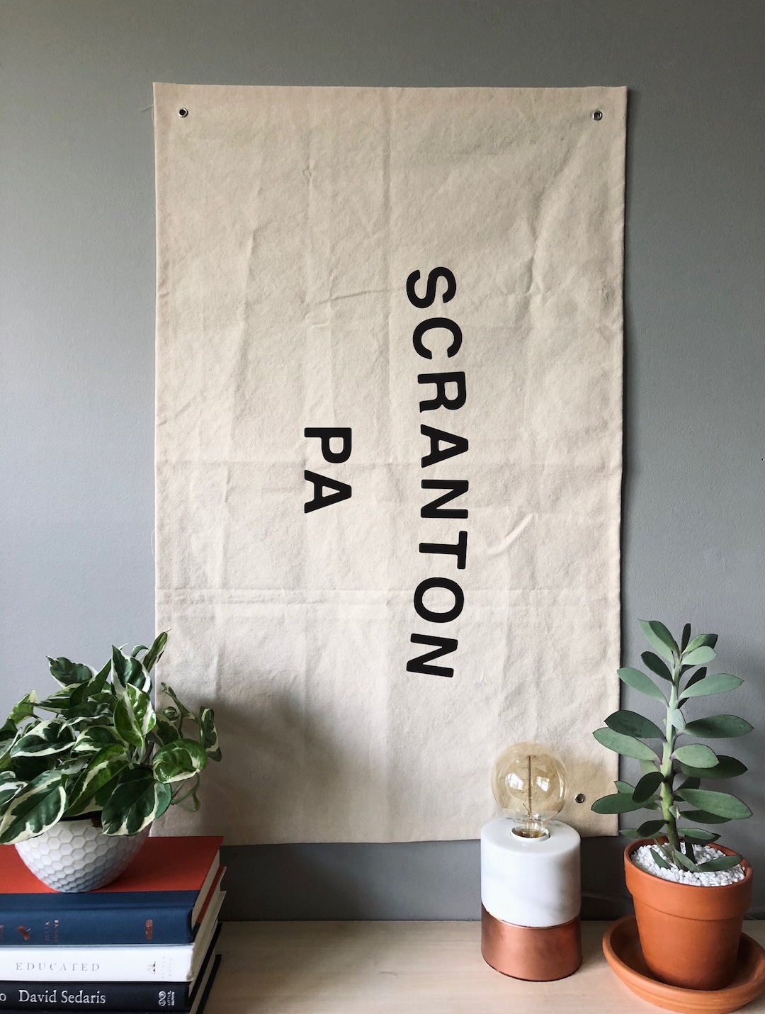 Custom City and State - Natural Cotton Canvas Medium Flag - Hand ...