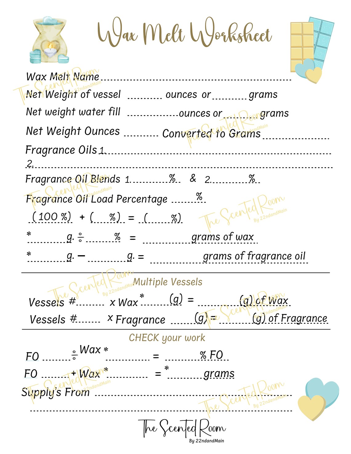 Candle and Wax Melts Worksheets - Etsy