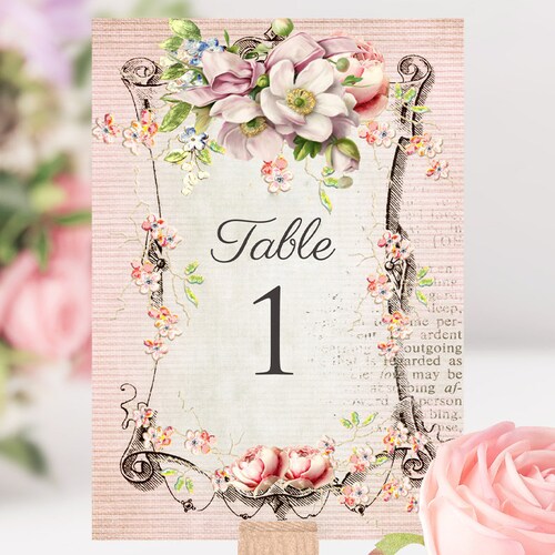 Wedding Table Number Cards Vintage Postcard Style Shabby - Etsy