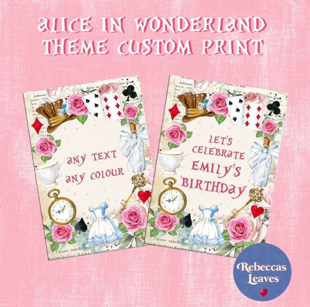Alice in Wonderland Custom Print Party Wedding Home Decor - Etsy