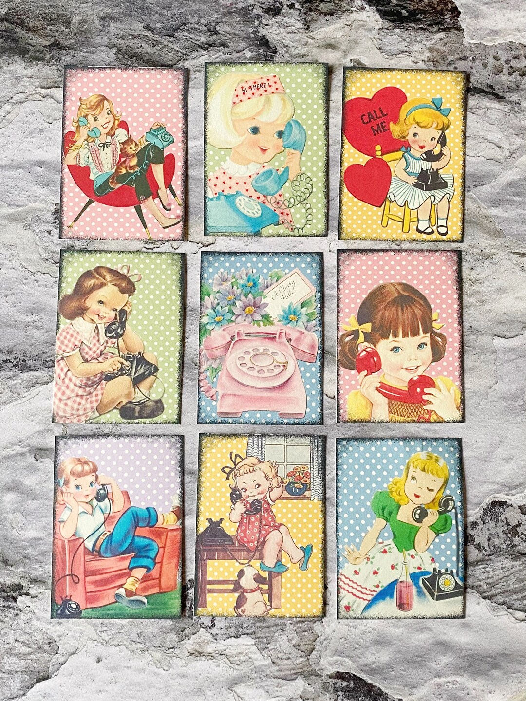 Call Me Phone Card Toppers 50's 60's Telephone Craft Making Tags Party ...