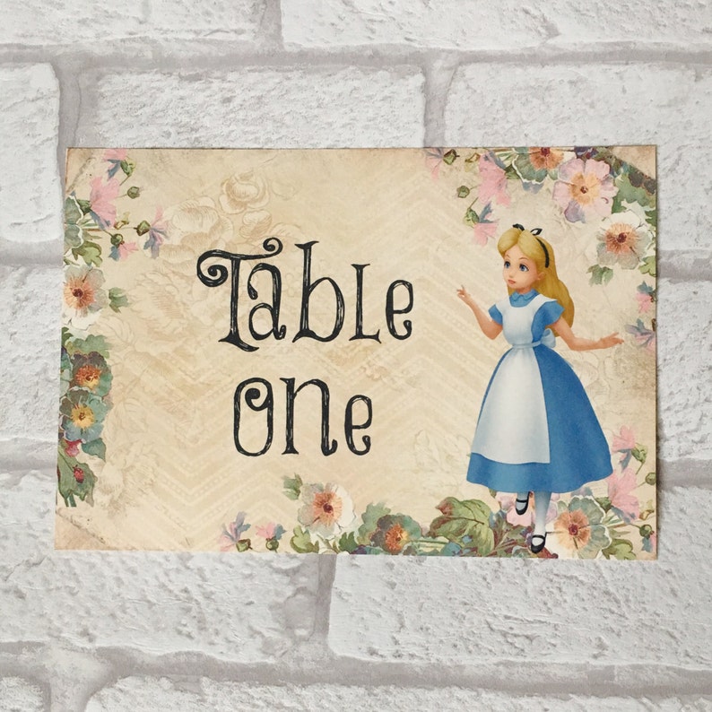 Alice in Wonderland Wedding Table Number Cards - Etsy UK